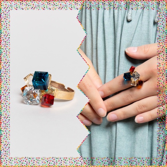 POL | Jewelry | Pol Multicolor Rhinestone Crystal Ring Adjustable Nwt ...